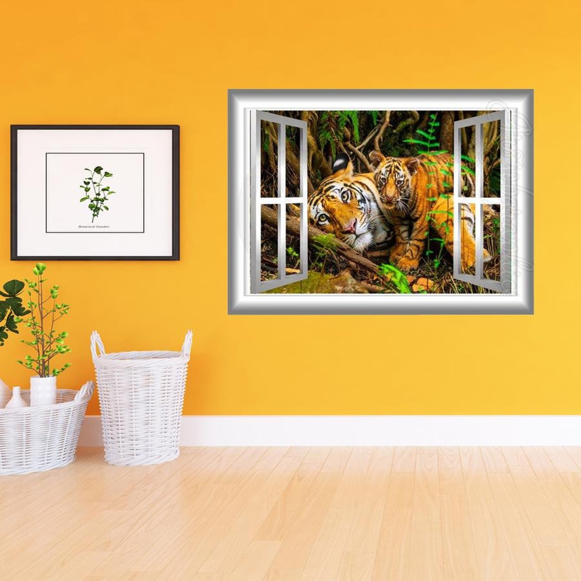 3D Window Wall Decal Tigers Wall Art Sticker Window Frame - Etsy