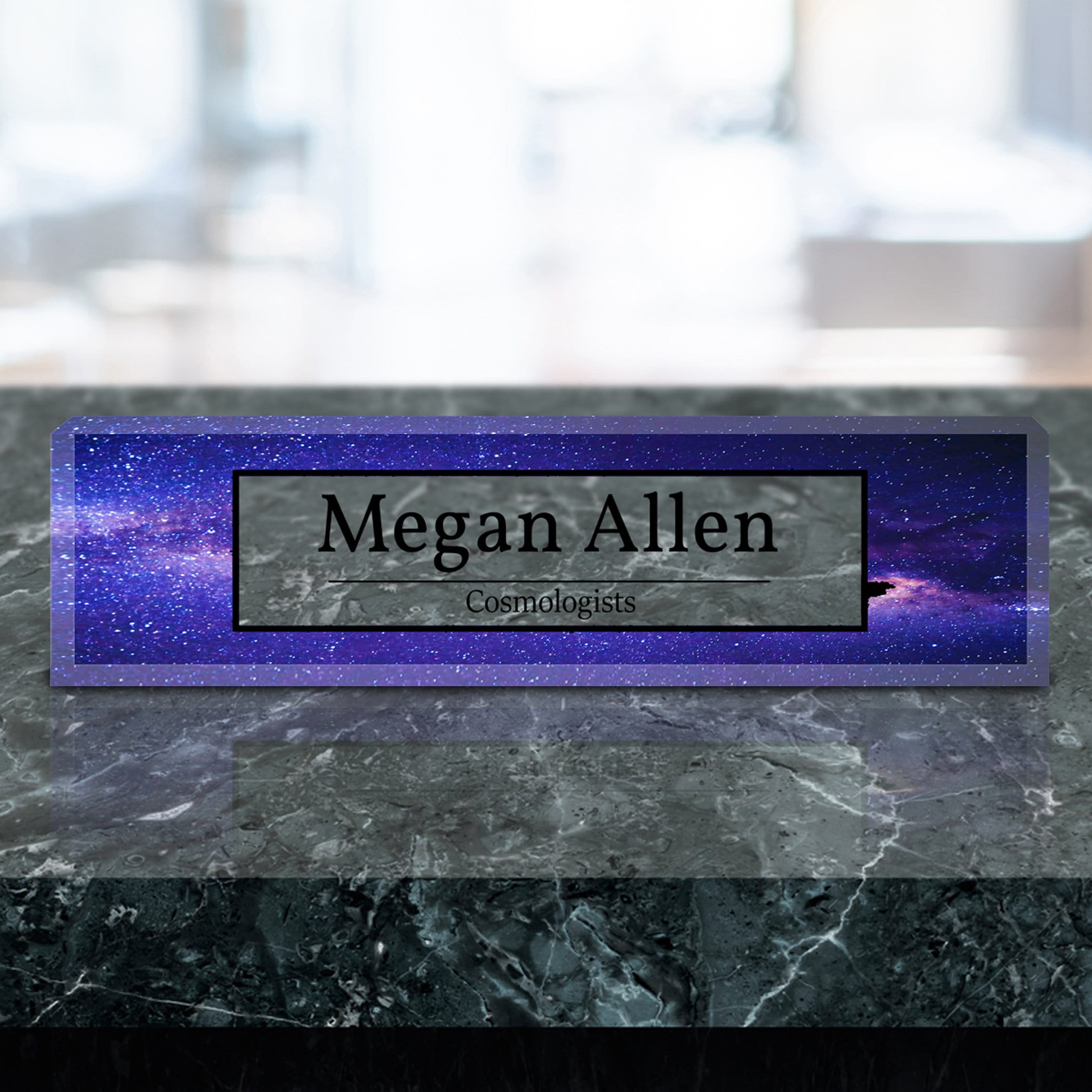 Personalized Name Plate for Desk | Clear Acrylic Galaxy Nebula Art ...