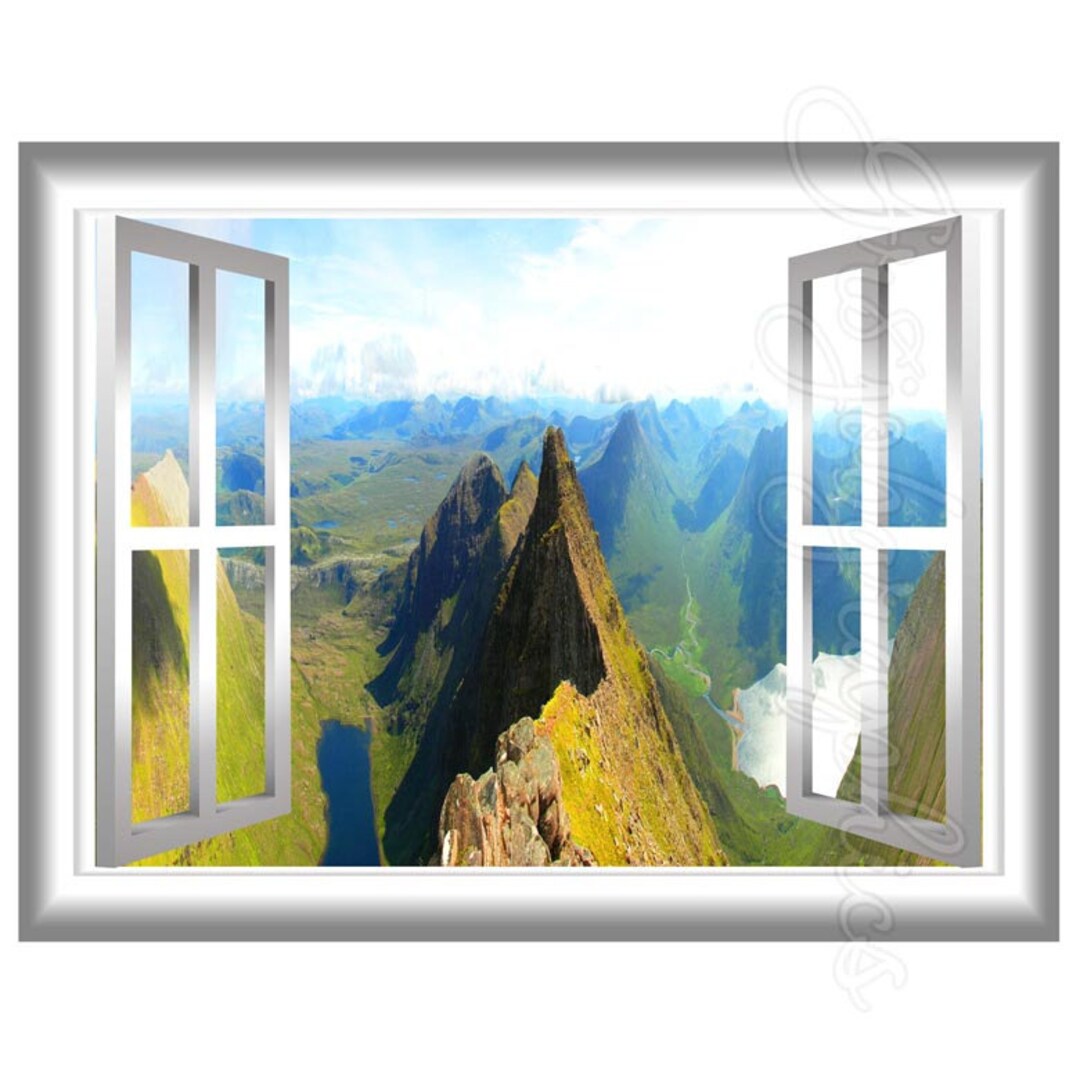 Mountain Wallscape 3D View Peel and Stick Aerial View Wall Decal ...