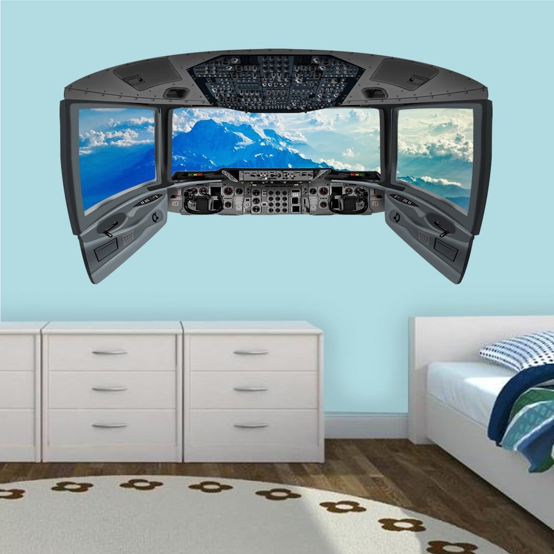 VWAQ Airplane Cockpit Wall Decal - Mountains Plane Window Sticker - CP6 ...