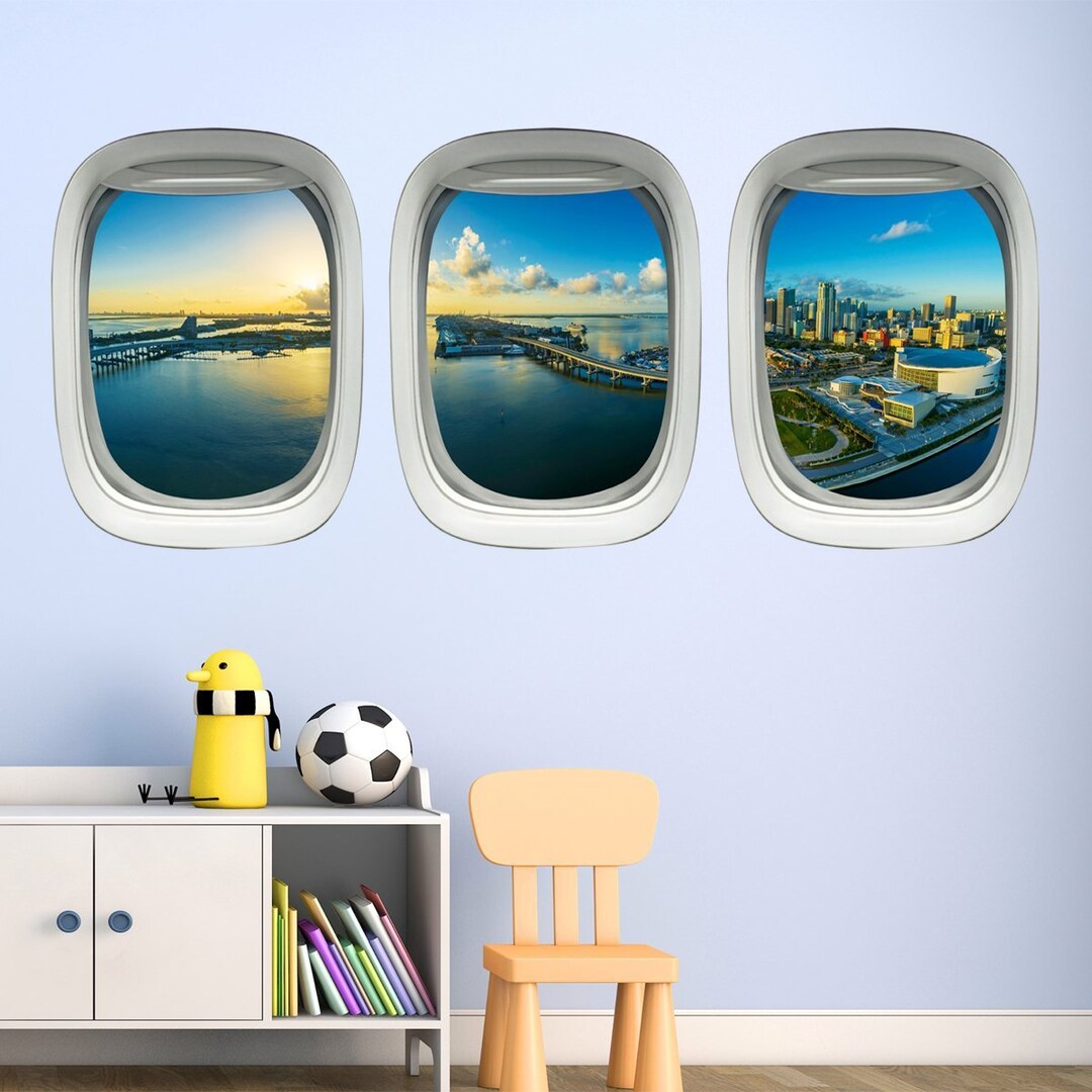 Airplane Decor Pilot Gifts for Men Wall Decal - Miami City View Peel ...