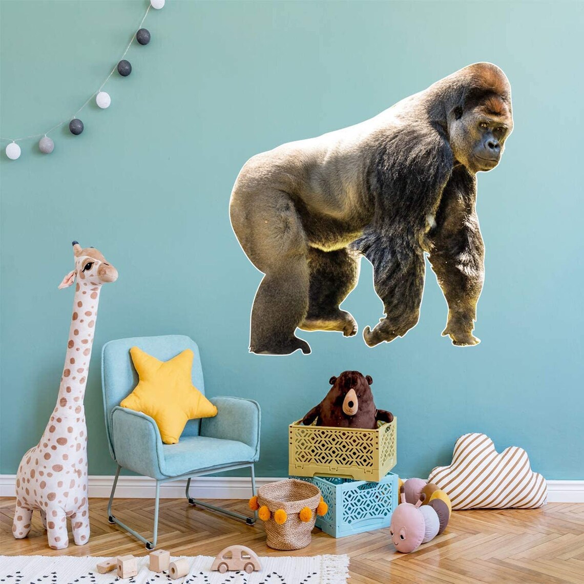 Silverback Gorilla Wall Decal Peel and Stick Jungle Animal - Etsy