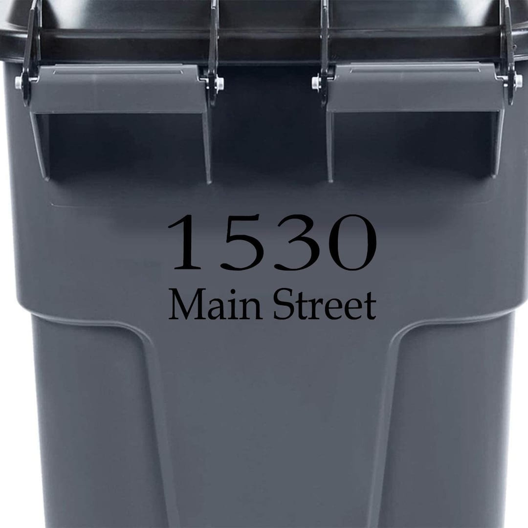 Custom Garbage Can Decal Personalized Trash Bin Decor Address Vinyl ...