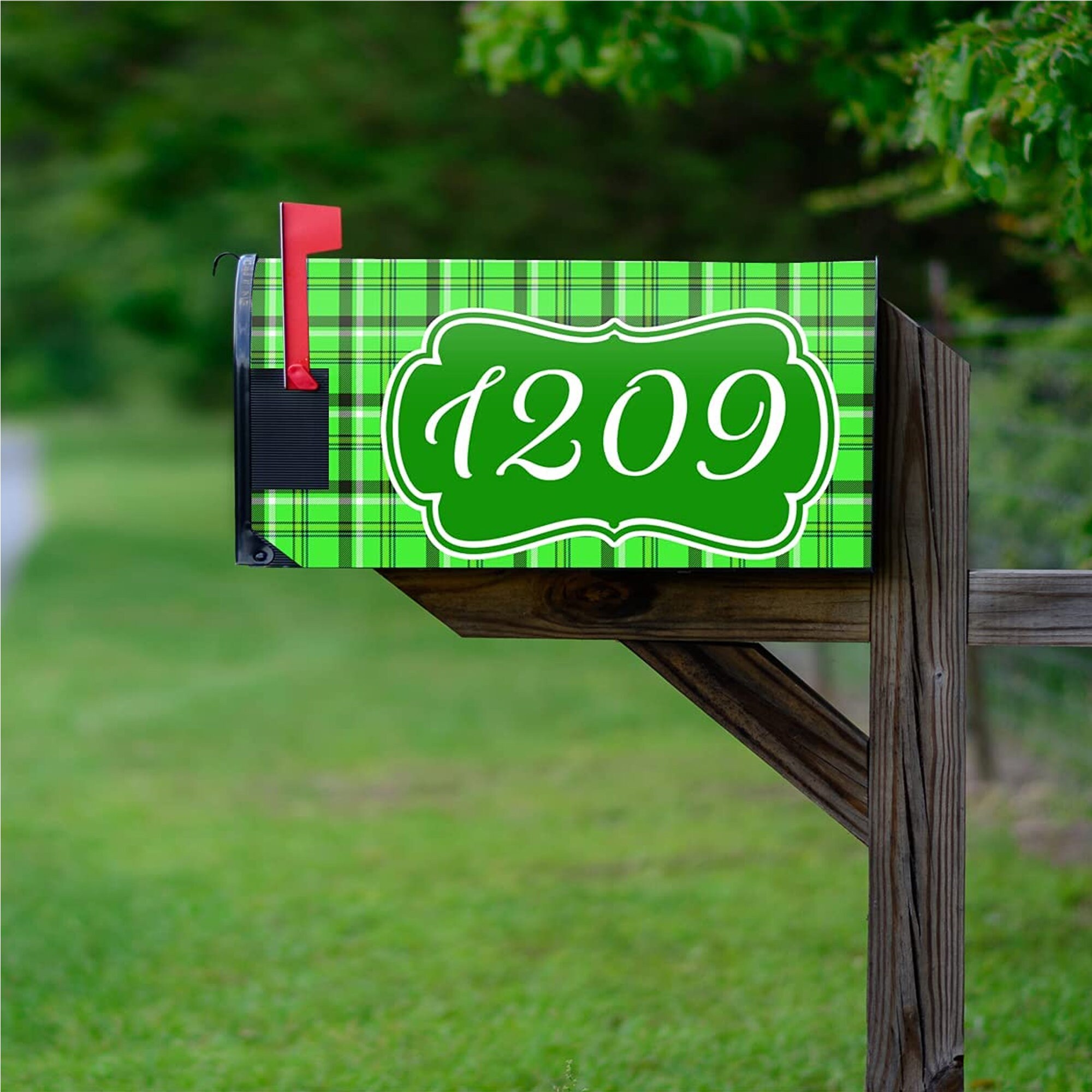 Personalized Plaid Mailbox Magnetic Cover Custom Address - VWAQ PMBM18 ...