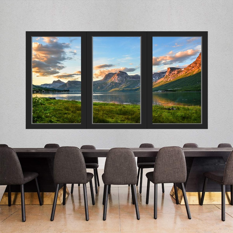 Landscape Window Wall Decal Office Vacation Nature Vinyl Mural Decor ...