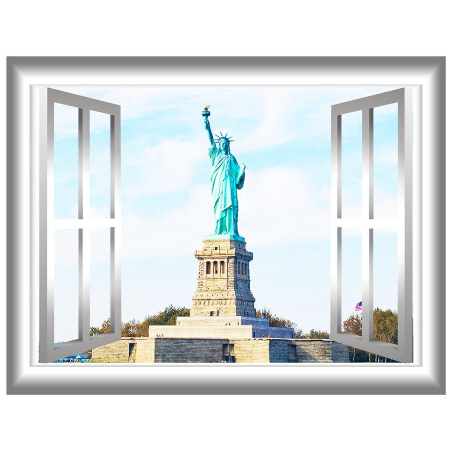 Statue of Liberty 3D Window Frame New York Wall Mural VWAQ - Etsy
