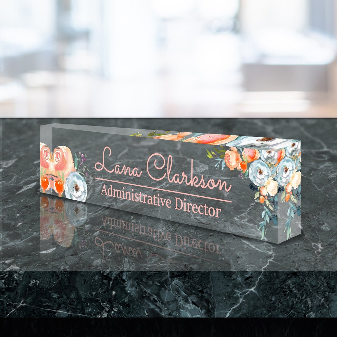 Personalized Name Plate for Desk | Clear Acrylic Glass | Custom Office ...