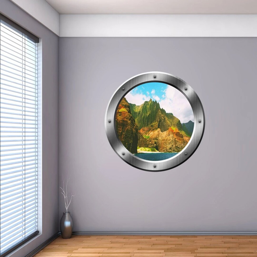 Nature Scene Wall Decal Porthole Window Decal 3D Wall Sticker - VWAQ ...