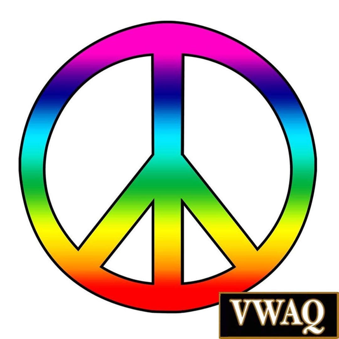 Rainbow Peace Sign Wall Decal Groovy Hippie Rainbow Vinyl Sticker ...