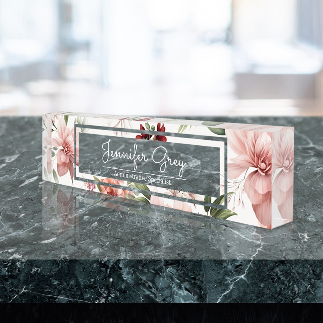 Personalized Name Plate for Desk | Clear Acrylic Glass Art | Custom ...