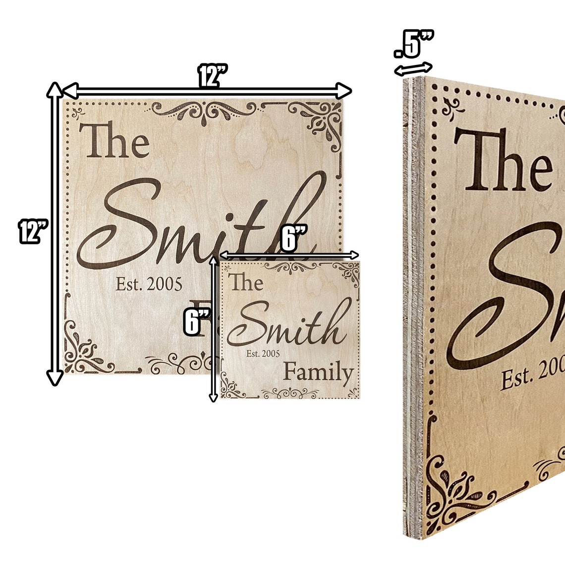 Personalized Family Last Name Est Wood Sign Laser Engraved - Birch Wood ...