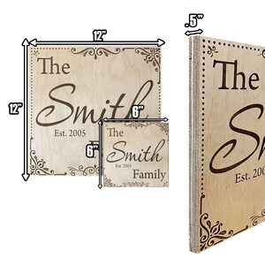 Personalized Family Last Name Est Wood Sign Laser Engraved - Birch Wood ...