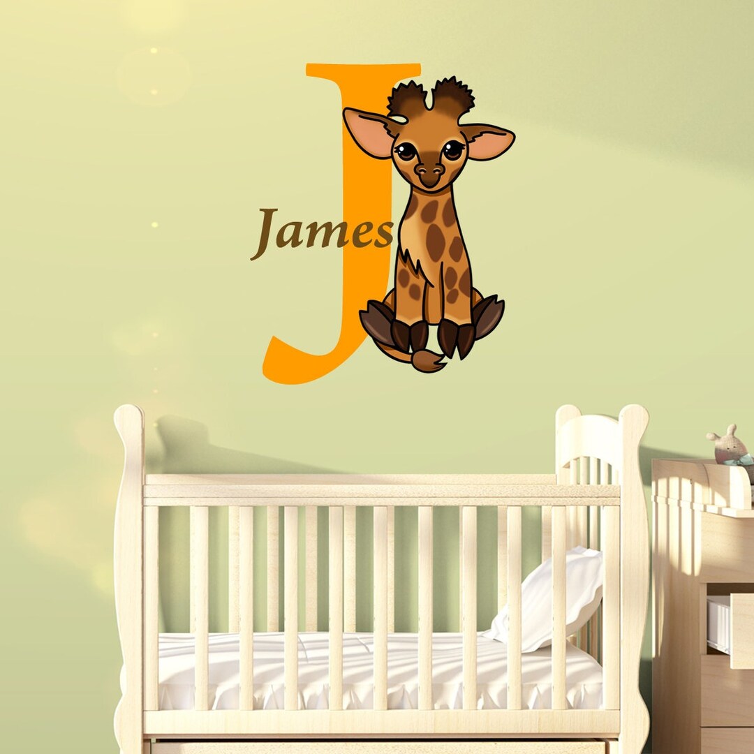 Custom Name Giraffe Wall Decal Kids Room Personalized Name Monogram ...