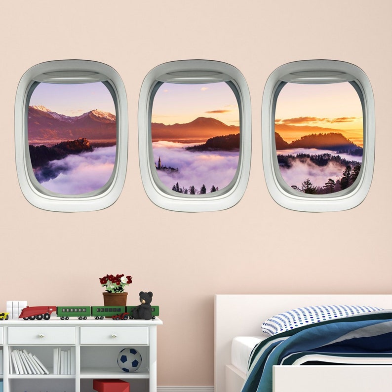 VWAQ Vinyl Airplane Wall Decal Stickers | Plane Window Clings - Nature ...