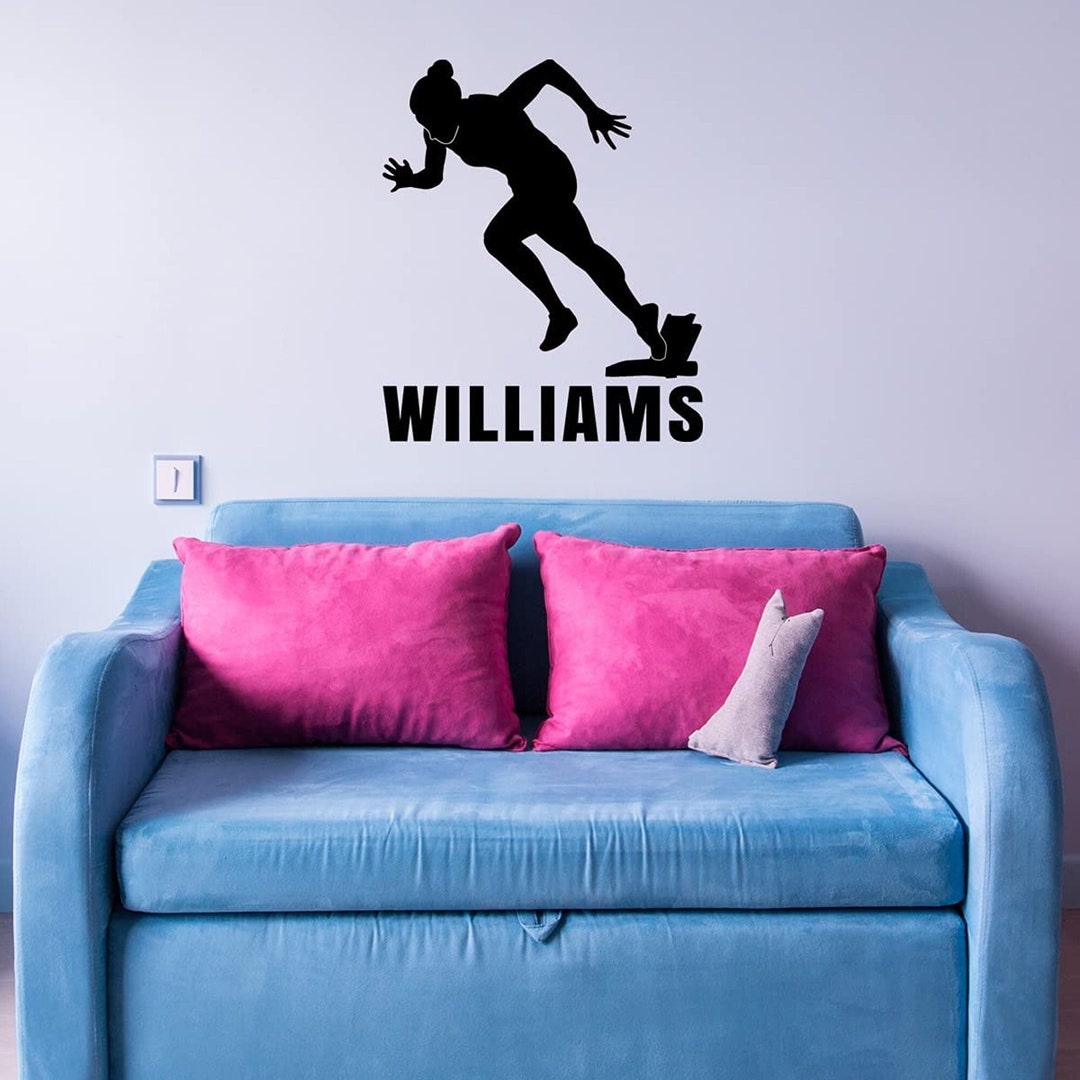 Personalized Womens Track Runner Wall Decal Customized Kids Room Decor ...