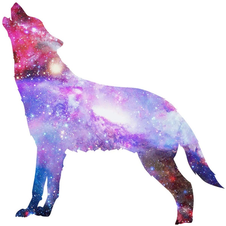 Outer Space Wolf Howling Wall Decal Galaxy Sticker Bedroom - Etsy