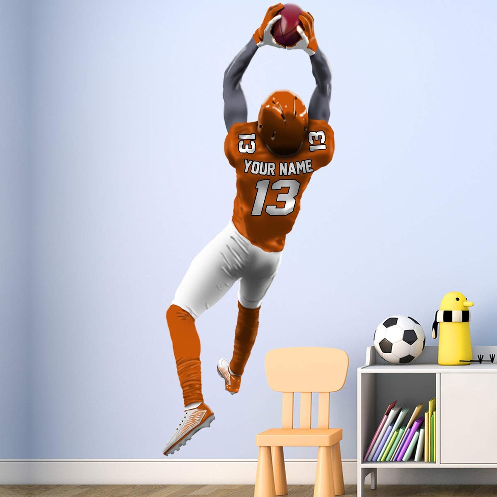 Personalized Football Player Wall Decal - Custom Name Sports Wall ...