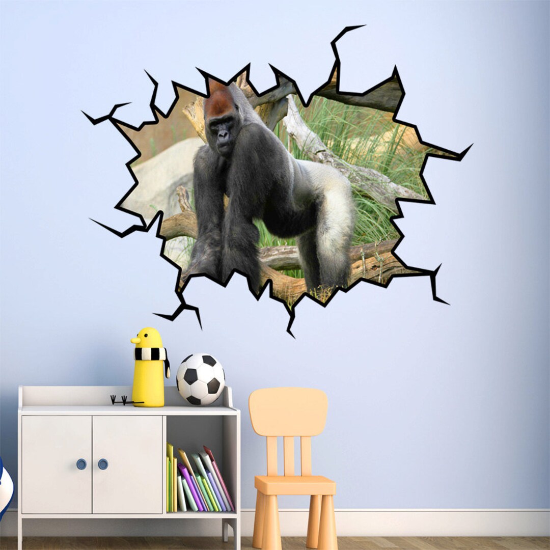 Gorilla Wall Decal Silverback Gorilla Art Decor - VWAQ WC29 - Etsy