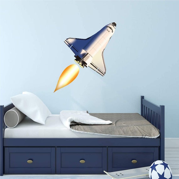 Rocket Ship Wall Decal Spaceship Stickers for Kids Walls - Etsy