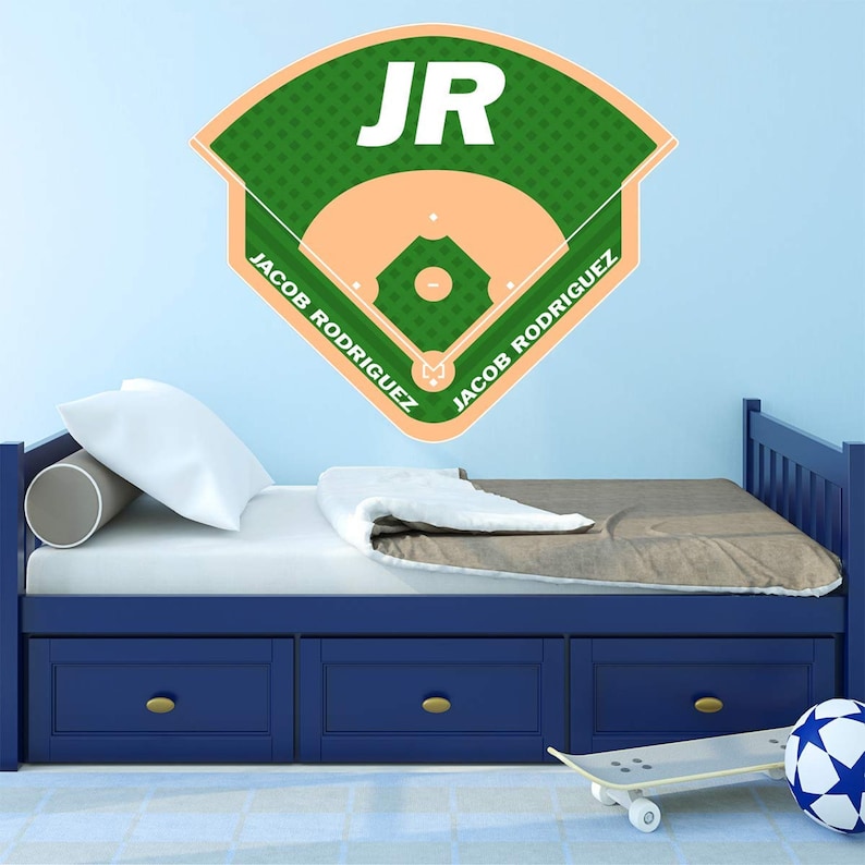 Personalized Baseball Field Wall Decal - Custom Name Sports Sticker ...