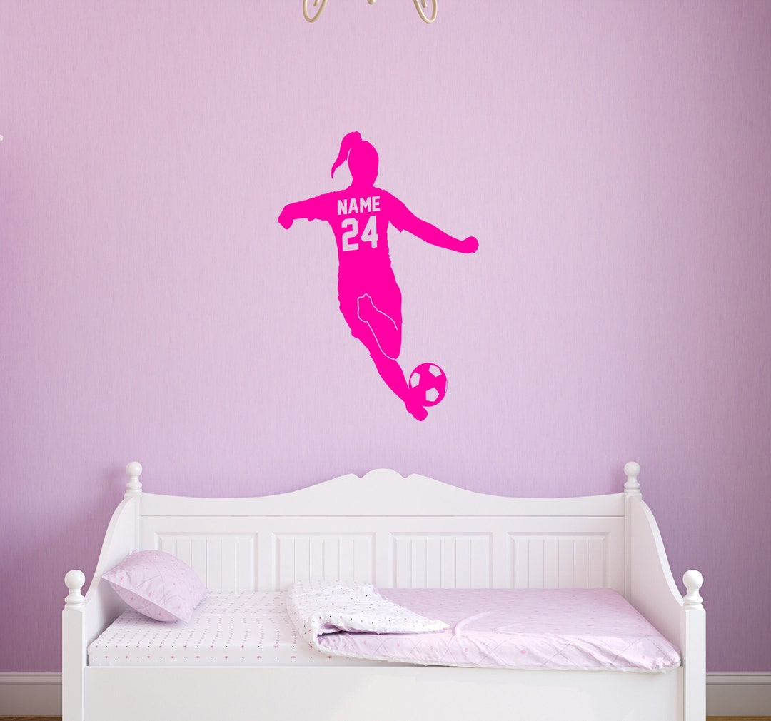 Custom Name Girls Soccer Player Wall Decal With Personalized Name and ...
