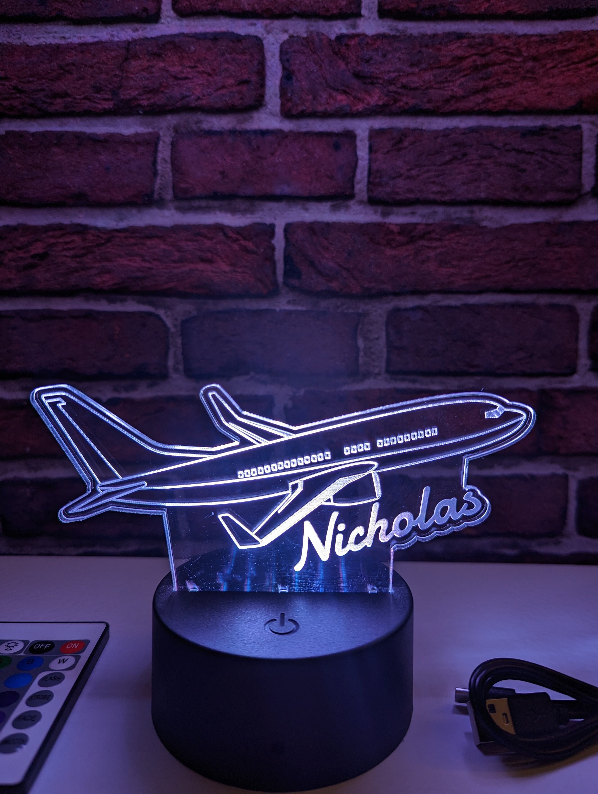 Personalized Night Light Acrylic Air Plane Name - Aviation LED Lights ...