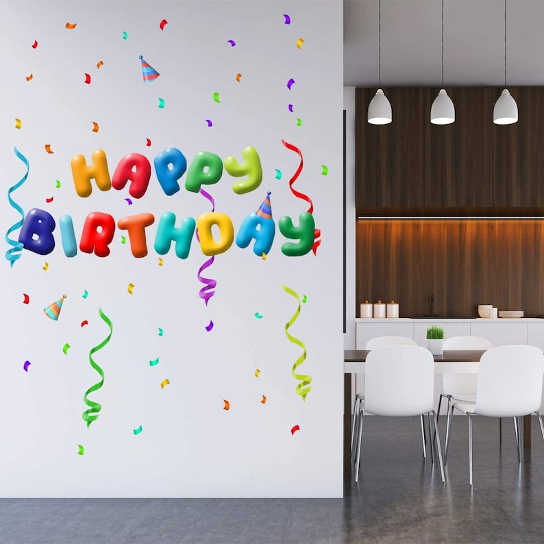 Happy Birthday Wall Decals Party Set Stickers Peel and Stick - Etsy