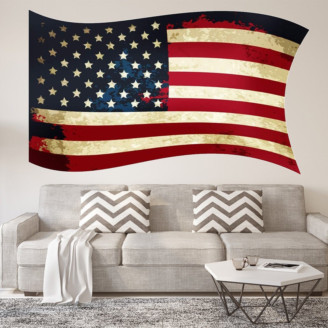 American Flag Decal - Patriotic Wall Art | Vintage American Flag ...