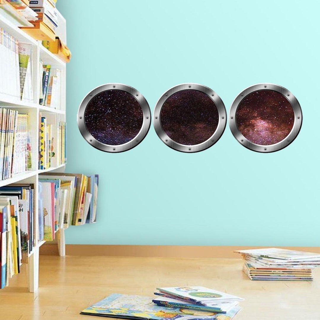 VWAQ 3D Space Window Stickers, Spaceship Wall Decals for Kids Rooms ...