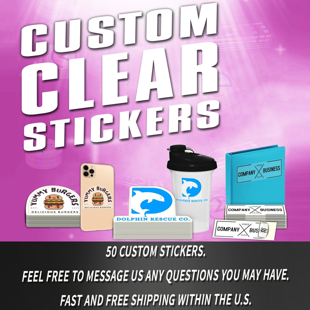 Clear Sticker Custom Business Logo Stickers 100 Pack VWAQ - Etsy