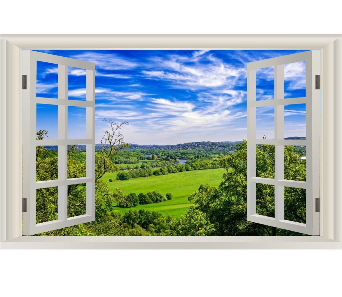 VWAQ Vinyl Nature Window Wall Decal - Landscape Scenic Mural Wall Decor ...