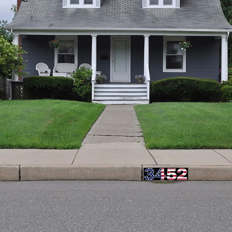 Custom USA Flag Curb Decal Curbside Address Numbers Sticker - Etsy