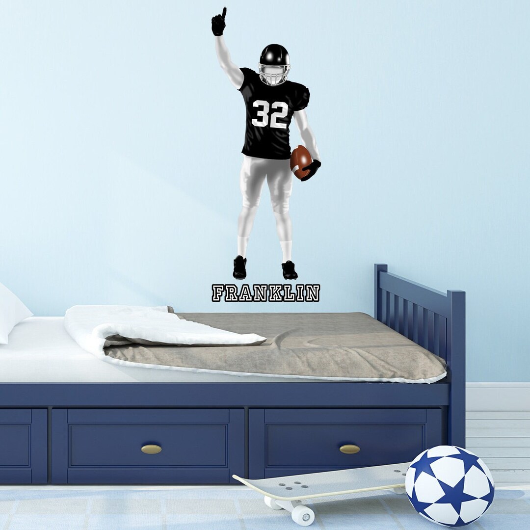 Custom Football Player Boy Wall Decal - Personalized Name Sports Wall ...