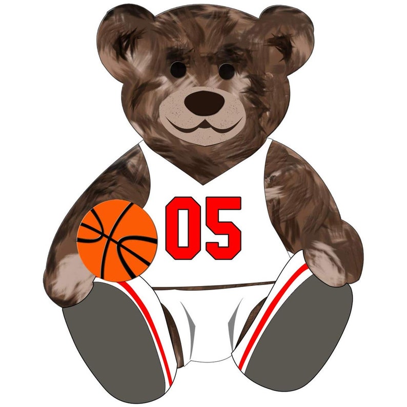 Basketball Player Teddy Bear Wall Decal Sports Kids Room | Etsy