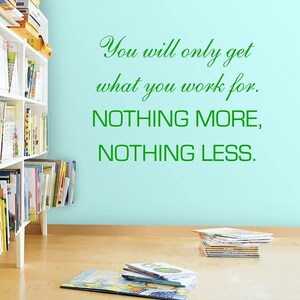 You Will Only Get What You Work for Wall Decal Inspirational Office ...