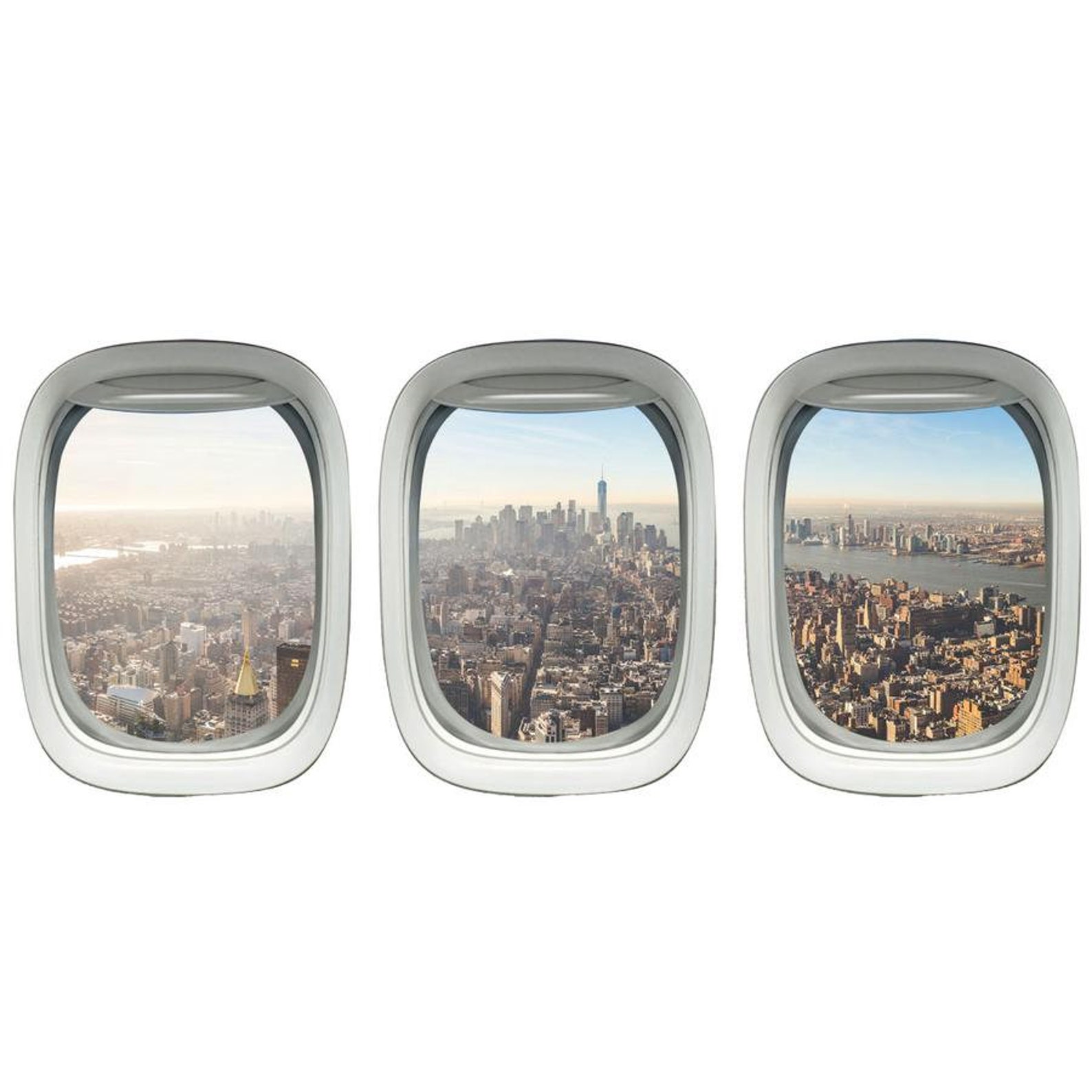 Airplane Decal - Window Frame Cityscape Sticker Pack - City Skyline ...