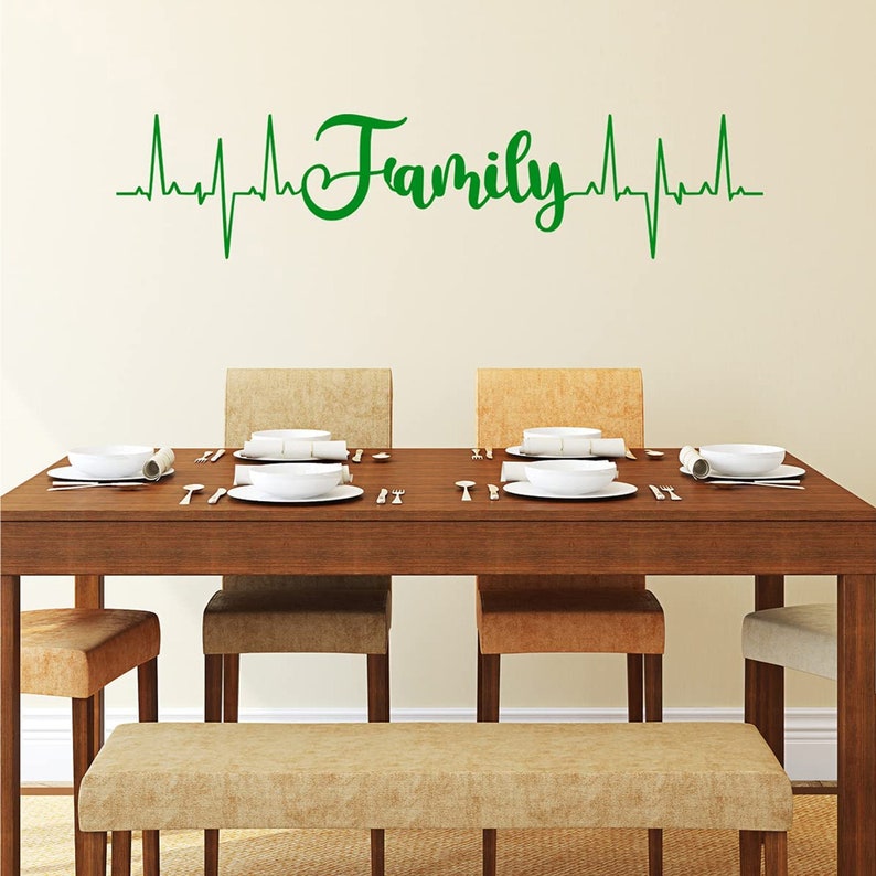 Family Heartbeat Line Wall Decal Living Room Home Decor - VWAQ - Etsy