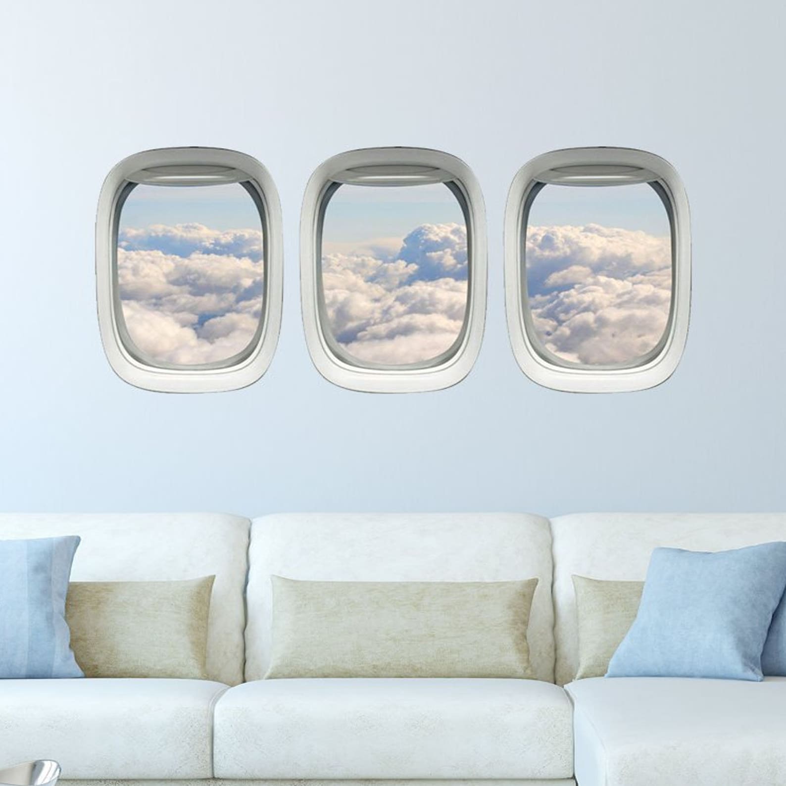 Airplane Wall Decals Sky Wall Art Kids Room Clouds Airplane Window ...