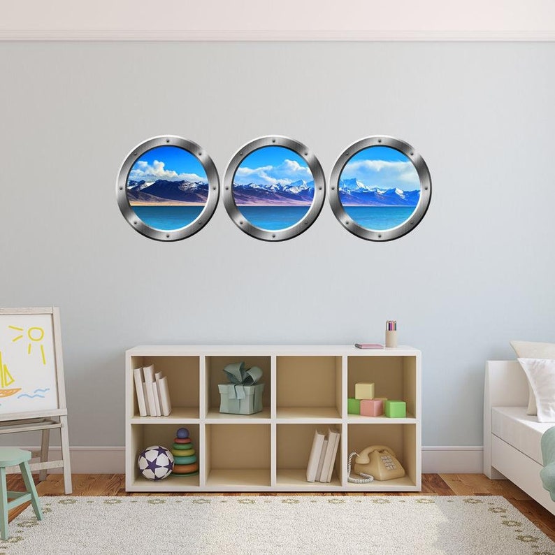 Window Frame Wall Decals Ocean Scenery Porthole Sticker Pack | Etsy
