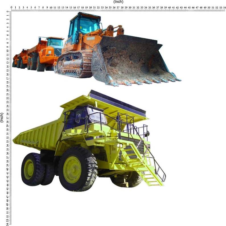 Large Construction Vehicles Wall Decals Removable Stickers | Etsy