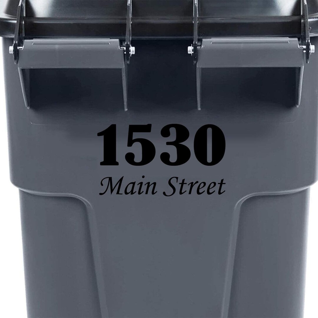 Custom Garbage Can Vinyl Decal Personalized Address Trash Bin Decor ...
