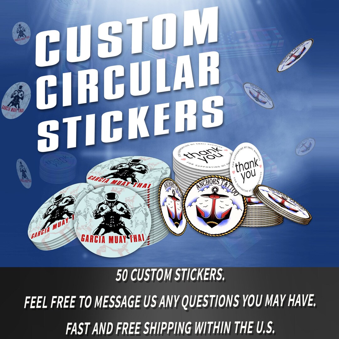 Custom Business Logo Stickers Circular Die Cut Sticker Pack of 50 VWAQ ...