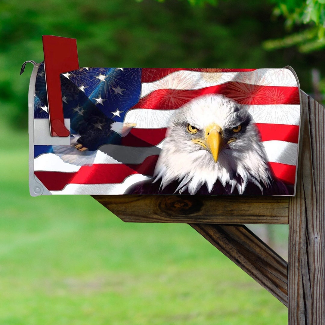4th of July Bald Eagle Mailbox Cover – Patriotic American Flag Magnetic ...