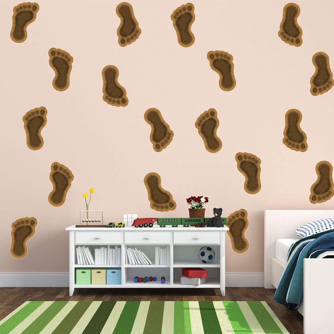 Bigfoot Footprint Vinyl Wall Stickers - Peel and Stick Feet Wall Decals ...