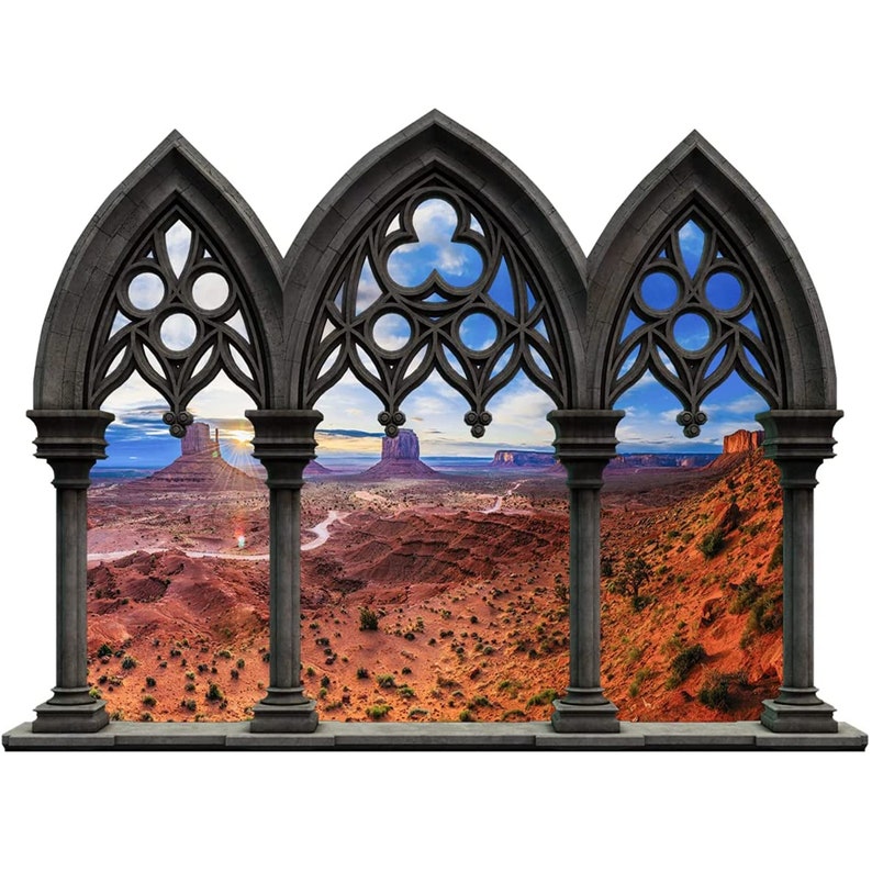 Scenic Landscape Medieval Wallpaper Mural Fake Window Decal - Etsy