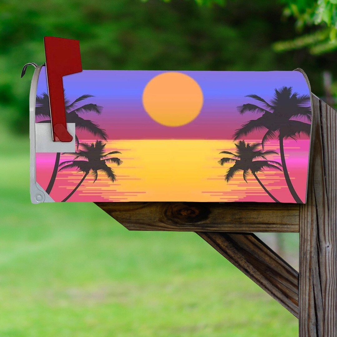 Magnetic Mailbox Cover Beach Tropical Palm Tree Summer Mailbox Cover ...