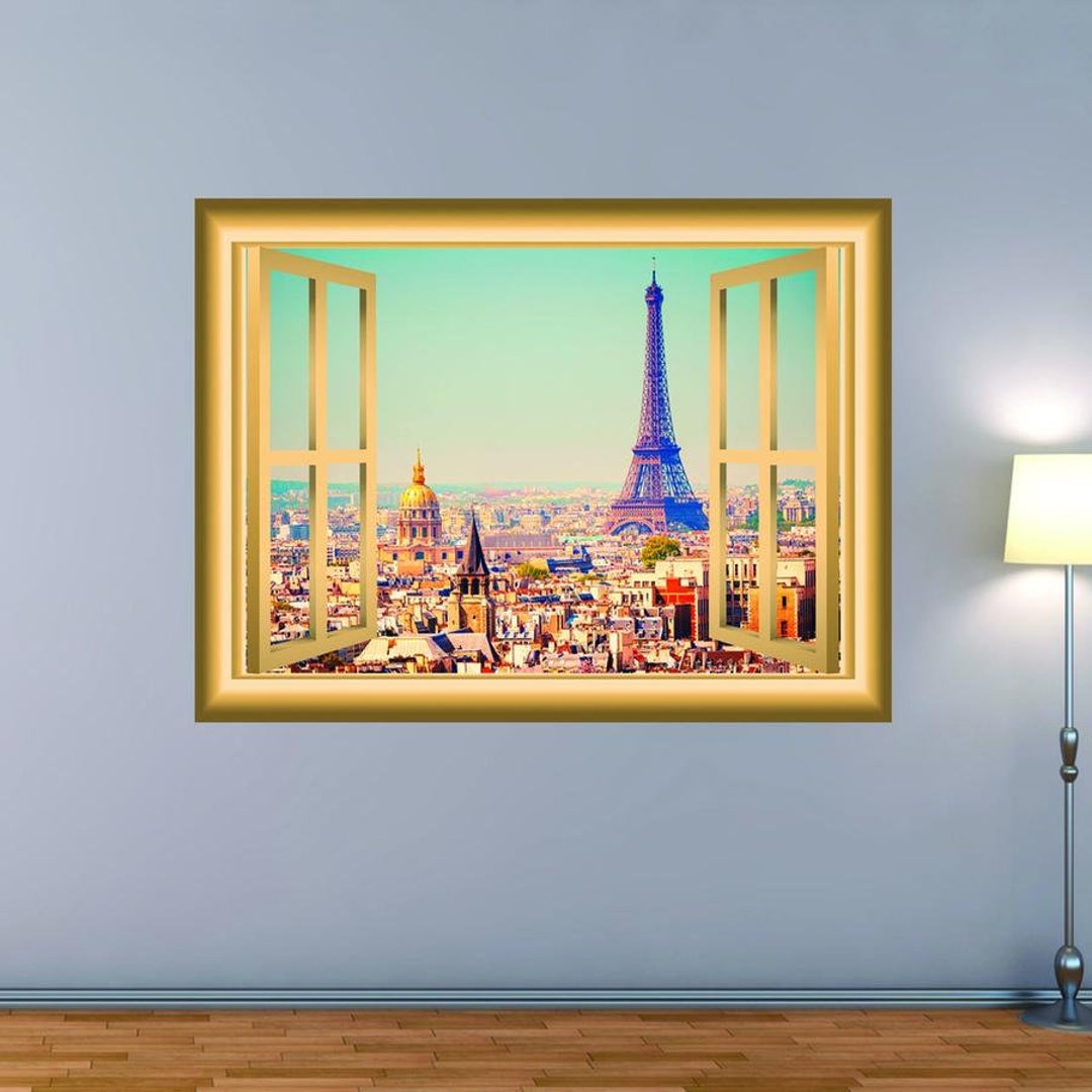 Paris City View Vinyl Window Frame Eiffel Tower 3D Wall Art VWAQ-NW6 - Etsy