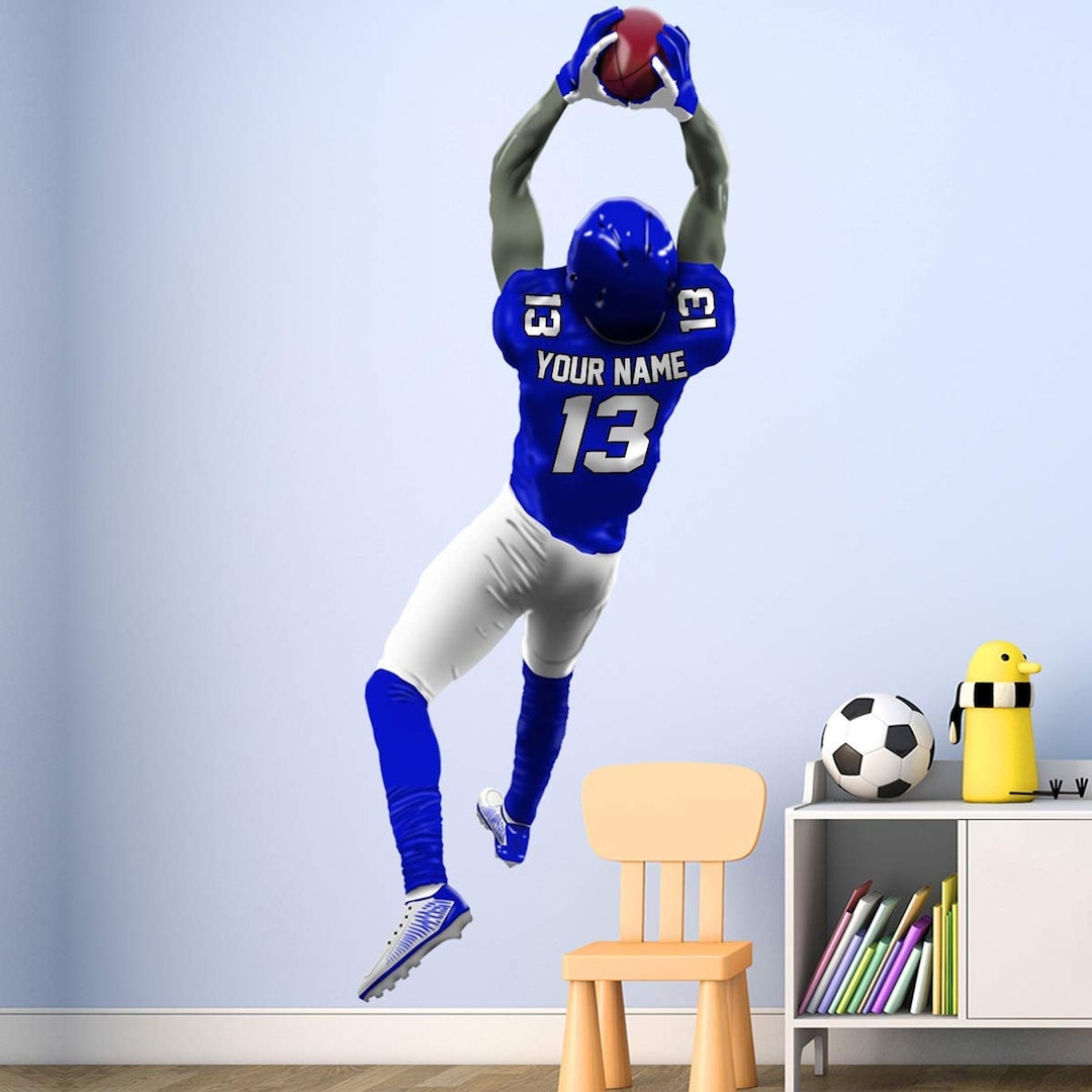 Personalized Football Player Wall Decal - Custom Name Sports Wall ...