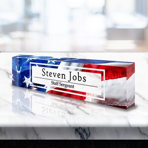 Personalized Name Plate for Desk | USA Flag | Patriotic Clear Acrylic ...
