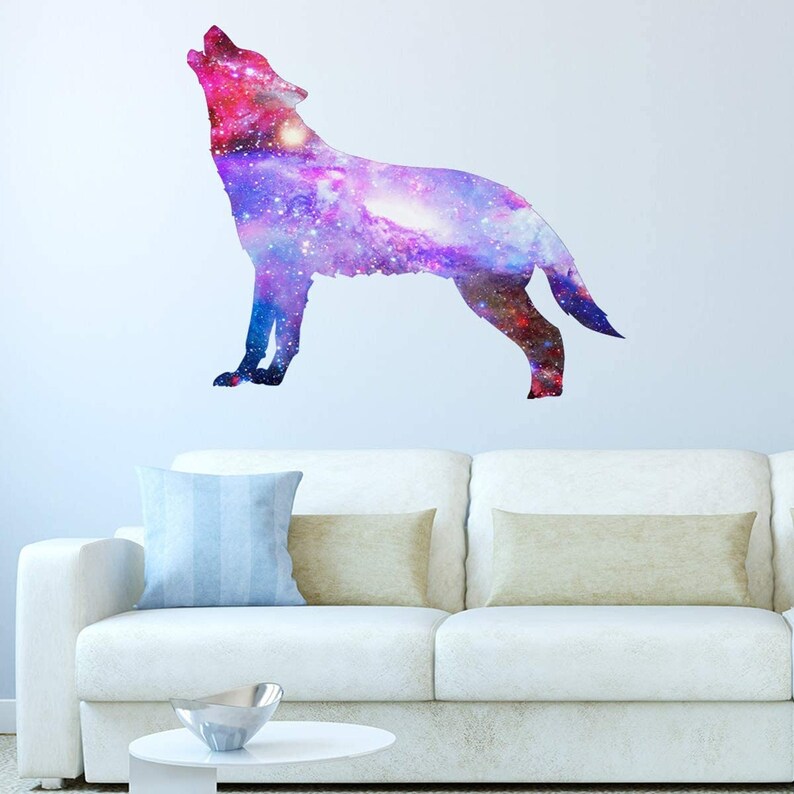 Outer Space Wolf Howling Wall Decal Galaxy Sticker Bedroom - Etsy